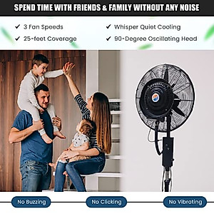 Cool-Off™ 10 Gallon water tank Tropic Breeze Portable Misting Fan with 90 Degree Oscillation (Midnight Black)