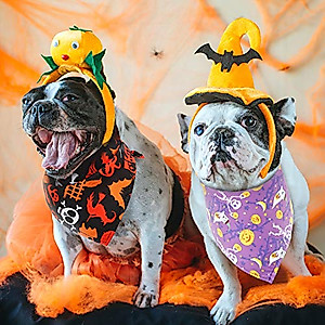 8 Pieces Halloween Pet Bandana Dog Kerchief Scarf Dog Triangle Bibs Washable Cat Scarf Accessories for Halloween Holiday Christmas Festival Theme Party Cat Dog