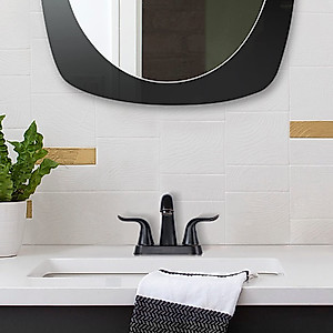 WOWOW Bathroom Faucet 4 inch Centerset Oiled Rubbed Bronze Bathroom Sink Faucet Lift Rod Drain Assembly Stainless Steel Faucets for Bathroom Faucet Retro Lavatory Faucet