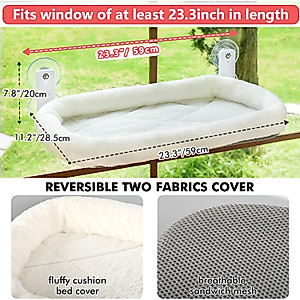 AMOSIJOY Cordless Cat Window Perch, Cat Hammock for Window with 4 Strong Suction Cups, Solid Metal Frame and Soft Cover, Cat Beds for Indoor Cats