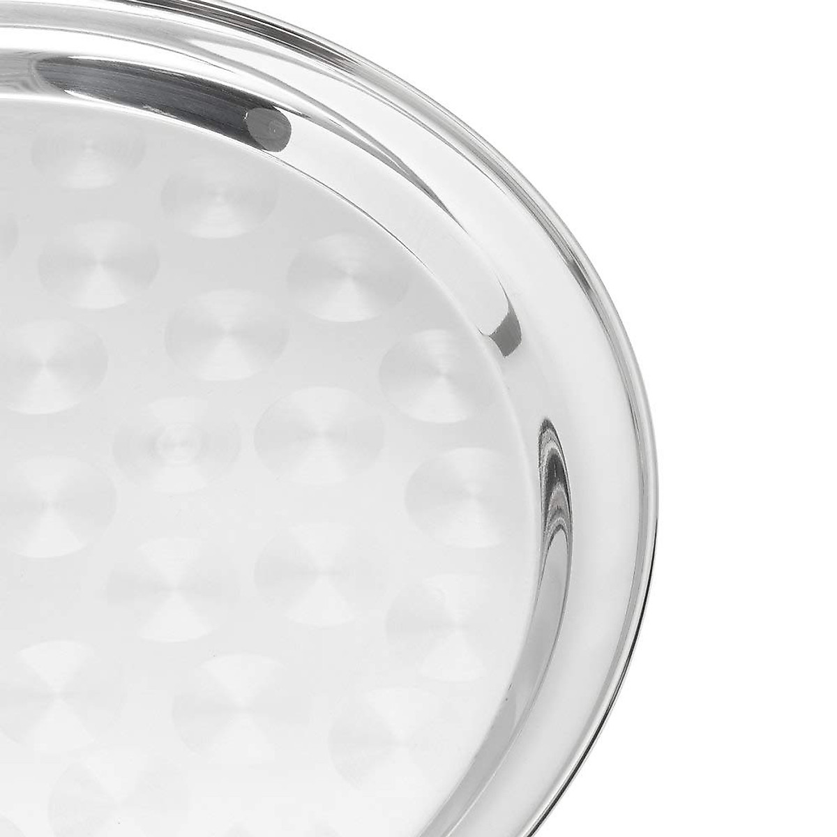 (1-PC-16) Stainless Steel Round Tray Swirl Pattern Serving Tray