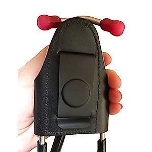 The HipClip – Handmade Leather Stethoscope Holder (Black) Full Grain Leather
