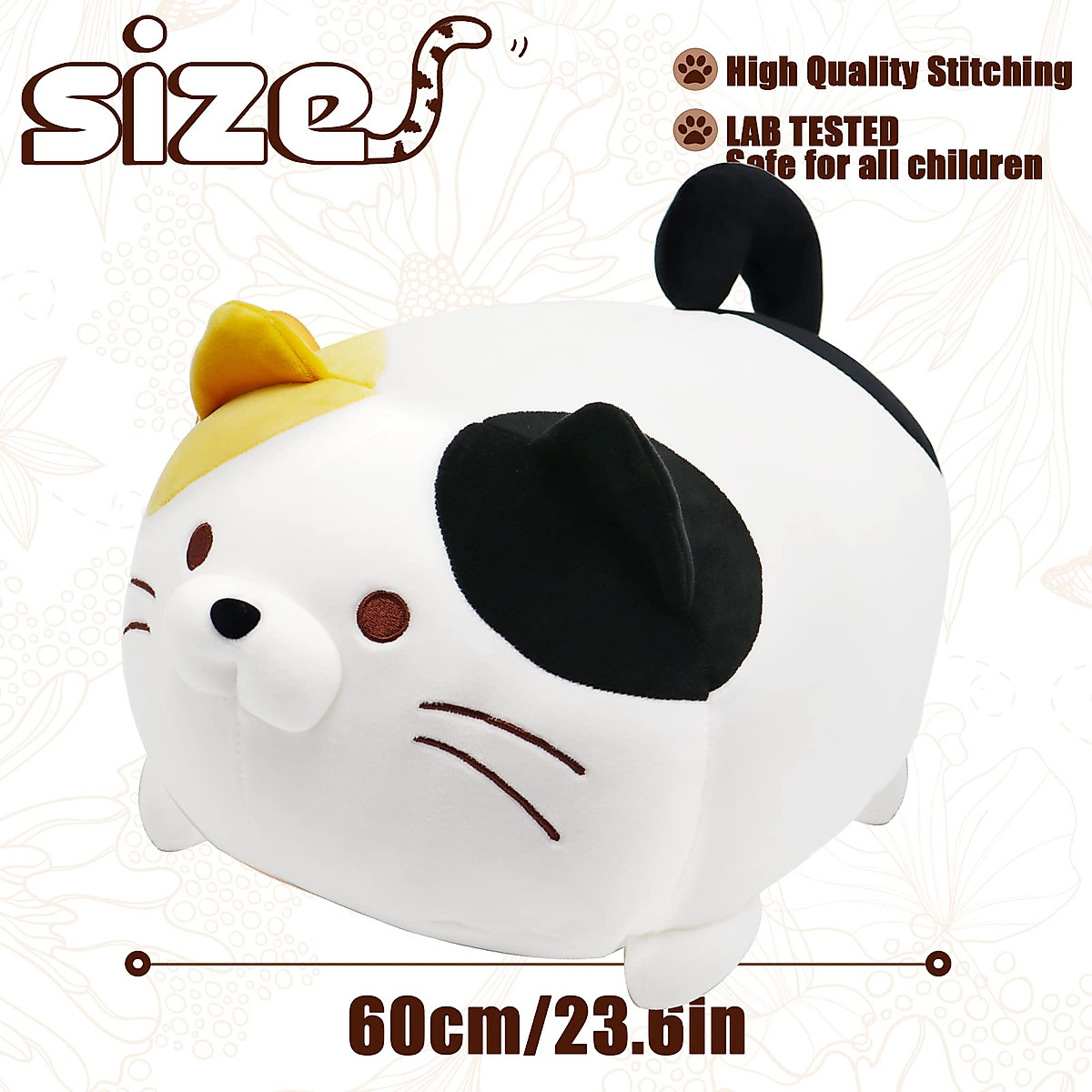 Ratoher 23.6in Cat Plush Toy, Cute Cat Stuffed Animal, Kawaii Cat Plushie Doll Valentine Plush, Soft Loving Cat Plush Valentines Day Stuffed Animals Gift for Kids Lover