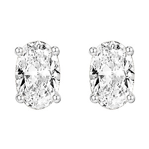 PAVOI 14K White Gold Plated Sterling Silver Cubic Zirconia Stud Earrings for Women Oval 6x8mm