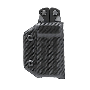 Clip & Carry Kydex Multitool Sheath for the Leatherman CHARGE - Made in USA - EDC Multi Tool Sheath Holder Holster Cover - Carbon Fiber Black
