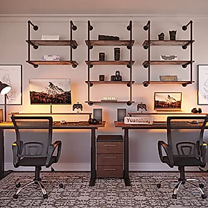 Yuanshikj (42" Tall Industrial Pipe with 31" Solid Wood Shelf/Shevles/Shelving Bookshelf/Bookcase Metal Iron Pipe Rustic Open DIY Display Wall Mounted for Living/Bed/Office Room Decor Storage