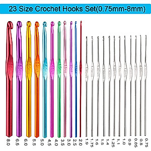Weabetfu 121PCS Crochet Hooks & Sewing Kit,Aluminum Crochet Hooks & Lace Crochet Hook,Crocheting Hook for Knitting,Complete Crochet Set for Beginner,Traveler-Included Accessories