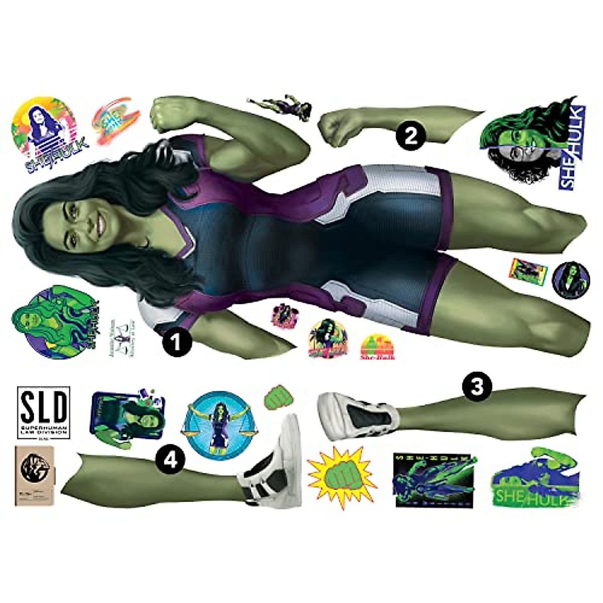 RoomMates RMK5258GM She Hulk Giant Peel and Stick Wall Decals, Green, Purple, Blue, Pink, Yellow