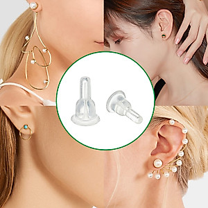 50pcs Silicone Earring Backs, Full-Cover Clear Earring Backs, Dust-Proof, Hypoallergenic Soft Ear Safety Pads Backstops for Stabilize Earring Studs Hooks (10x6mm)