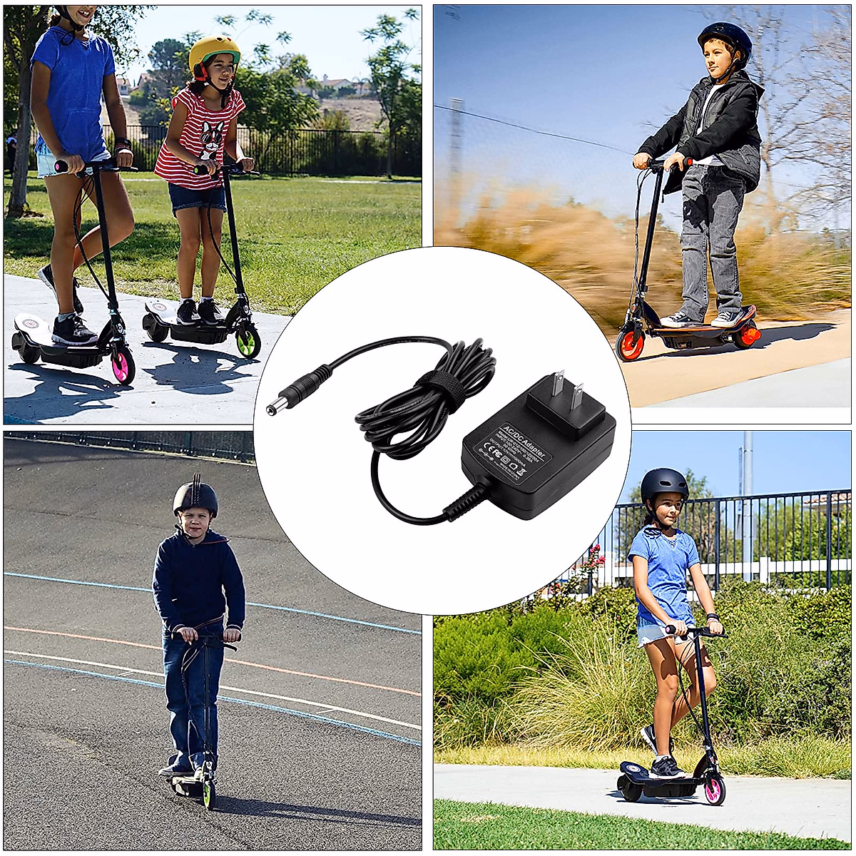 12V 1A Power Adapter for Razor Power Core 90, E90 E95 95 Charger, ePunk, XLR8R, Electric Scream Machine, Kids Ride On Toys, Electric Scooter Power Supply - 6.5 FT Battery AC DC Power Cord Charge