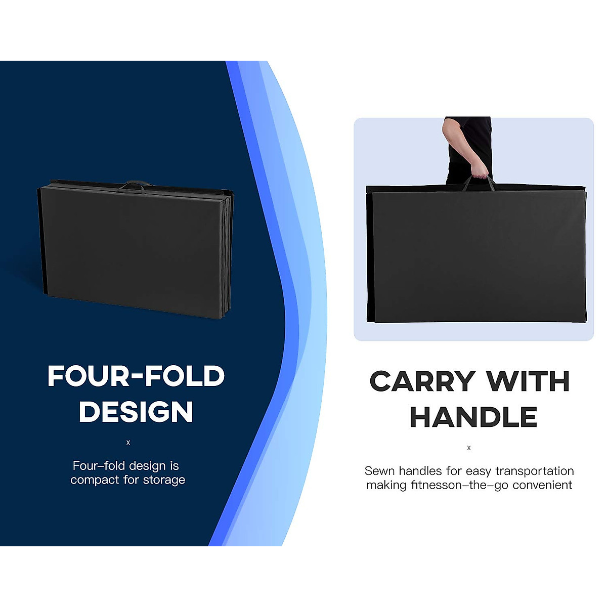 Tumbling Mats for Gymnastics for Home 4'X10'X2" Gym Exercise Pad with Carrying Handles Folding Exercise Mat for Yoga,Stretching,Workouts,Home Gym