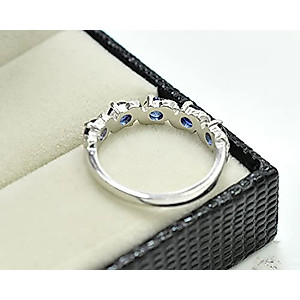 4 MM Natural Blue Sapphire Ring 925 Sterling Silver September Birthstone Cluster Ring Sapphire Jewelry Art Deco Ring Engagement Gift For Girlfriend (RG-7798) (Yellow Gold Plated Silver, 8 US)