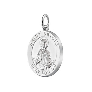 US Jewels Ladies 925 Sterling Silver Saint Brigid Medal Pendant, 18.5mm