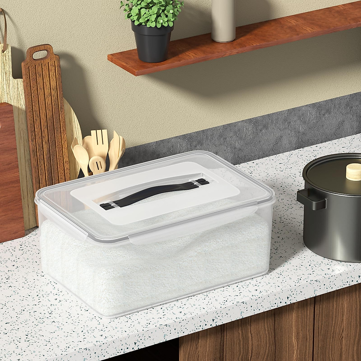 Knifefish 4 Pack Airtight Clear Plastic Food Storage Containers, 15 Quart Plastic Box with Sealed Lid