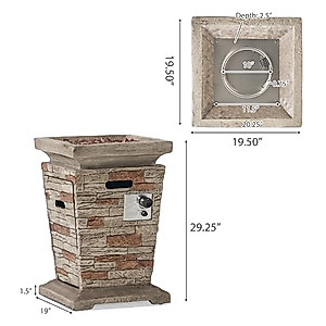 Christopher Knight Home Laguna MGO Fire Column - 40,000 BTU, 19.5", Natural Stone