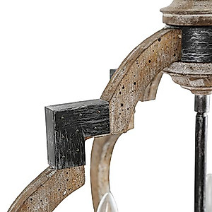 KSANA Rustic Chandelier, Farmhouse Light Fixture in Distressed Wood Finish, ORB Chandelier for Kitchen Island, Entryway, Dining Room, Bedroom