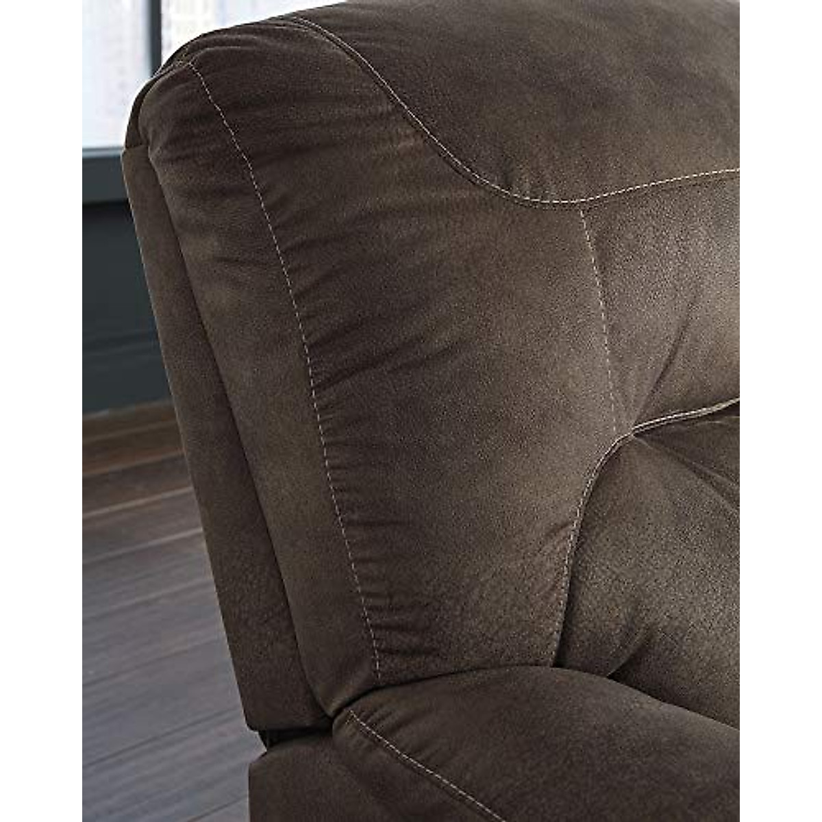 Signature Design by Ashley Bolzano Faux Leather Double Seat Manual Reclining Sofa, Brown