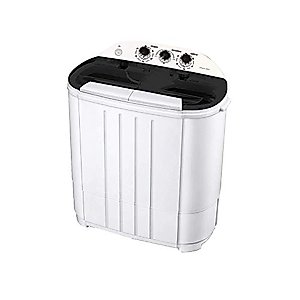 Intexca US Portable Twin Tub Mini Washing Machine w/ Spin and Dryer Function, Compact Design for College Dorms, Apartment, RV’s. Mini laundry Barrel Washer for Baby Clothes, Underwear, Delicates -Black
