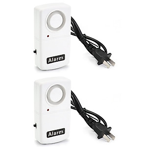 QWORK Power Failure Alarm, 2 Pack Automatic Power Cut Failure Outage Alarm 120db LED Indicator Smart Warning Siren Power by 9V Battery (NOT Included), Plug 220V