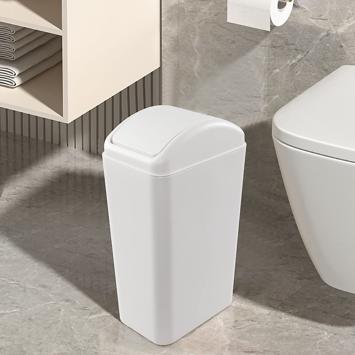 Ucake 3.5 Gallon Plastic Trash Can with Swing Top, Swing Lid Waste Bin