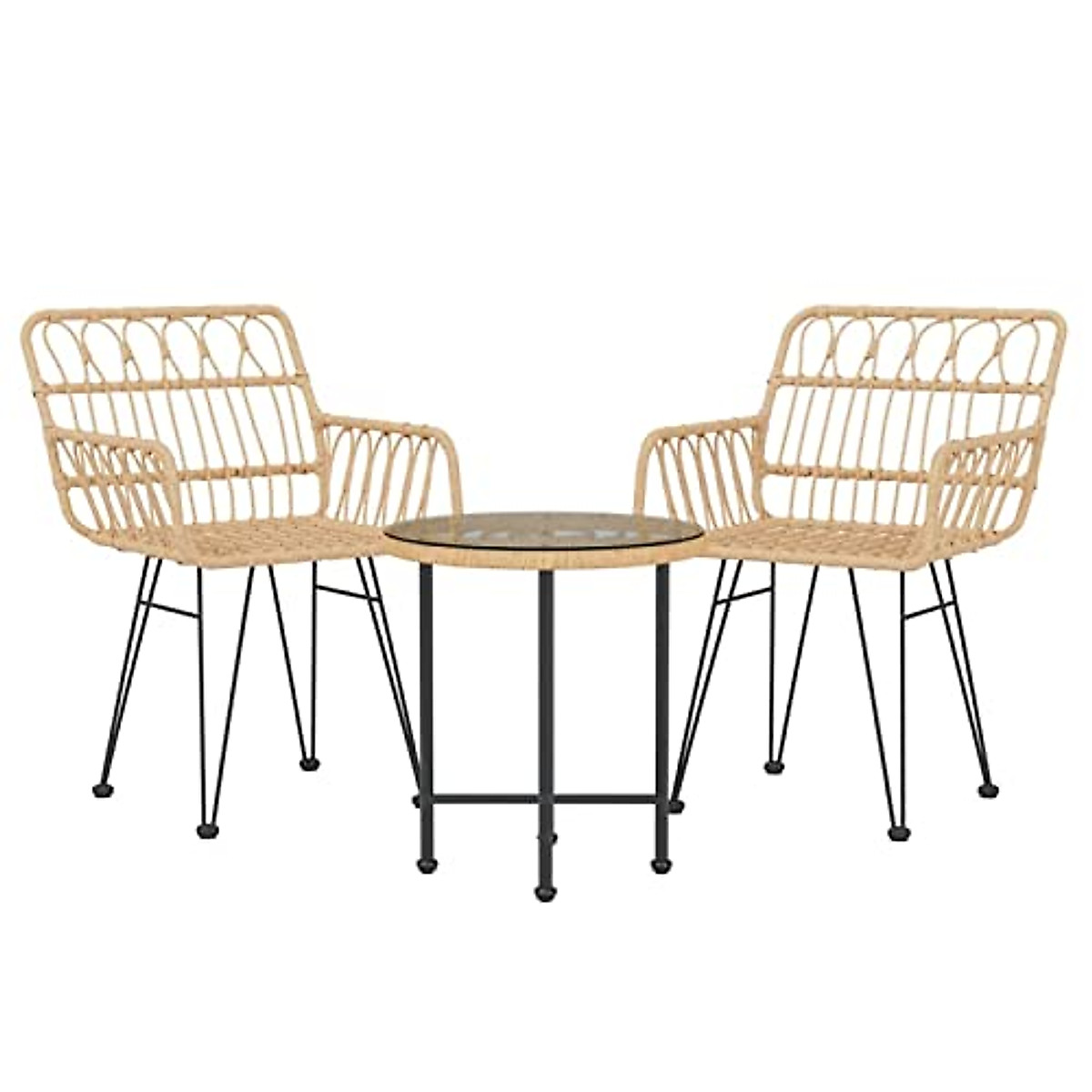 Camerina 3 Piece Patio Dining Set Outdoor Patio Dining Set Outdoor Patio Furniture Patio Set Patio Table and Chairs Set Poly Rattan 3157829