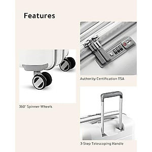 LUGGEX Checked Luggage with Spinner Wheels, PP Lightweight Suitcase for Travel (White, 28 Inch)