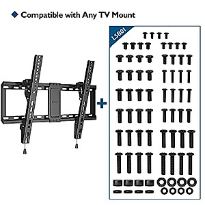 BONTEC Universal TV Mounting Hardware Kit Compatible with Most TVs Up to 80 inch, Includes M4, M5, M6, & M8 TV Screws, Washers & Spacers, Works with Any TV Wall Bracket, Monitor & TV Stand(Black)