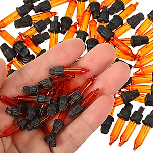 Mudder 200 Pieces 2.5V Replacement Christmas Tree Light Bulbs 50/100/150/200 Count Mini Incandescent Wire String Light Replacement Bulbs for Xmas Tree Decoration(Black Base with Orange Bulb)