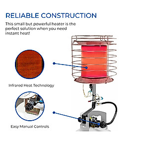 Avenger FBDTP360 Tank Top Outdoor Heater for Use with Propane Gas Tanks for Camping, Patios, and More, 360-Degree Burner, 42,000 BTU, Silver