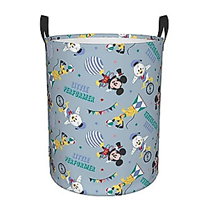 Ybovejuk Cute Large Laundry Basket fit Cartoon Character H4 Durable Waterproof Portable with Handle for Bedroom Room collapsible baskets Round Dirty Storage Clothes Circular hampers - M Black 4