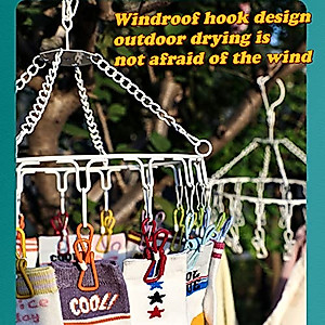 AIKAILI-US Clothes Drying Rack for Socks, Underwear,Bras,Lingerie Baby Clothes etc. Laundry Drying Rack with Windproof Hook Clip and 360 ° Rotation Design (16 Clips+10 DIY Clips,Rainbow Colors)