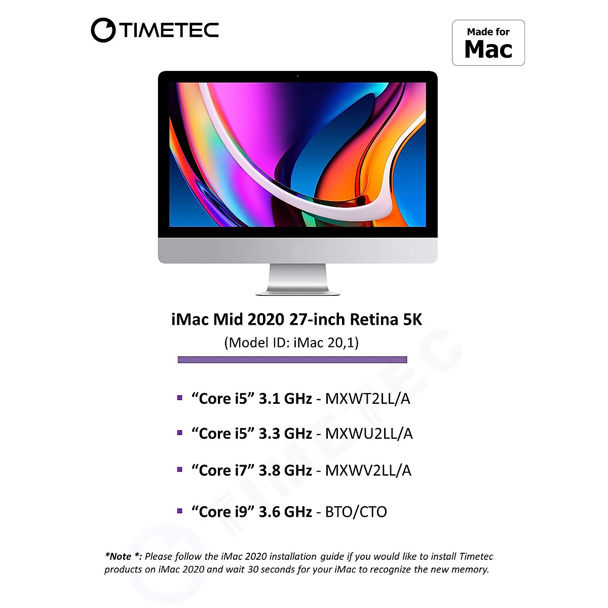 Timetec 32GB KIT(2x16GB) Compatible for Apple DDR4 2666MHz / 2667MHz for Mid 2020 iMac (20,1/20,2) / Mid 2019 iMac (19,1) 27-inch w/Retina 5K, Late 2018 Mac Mini (8,1) PC4-21333 /PC4-21300 MAC RAM
