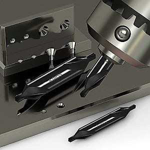 7 Packs Center Drill Bits Set, Black Oxide Coating M2 High Speed Steel Center Drill Bits Kit 60 Degree Angle Countersink Bit Tool for Lathe Metalworking Size 1.0 1.5 2.0 2.5 3.0 4.0 5.0 with Case