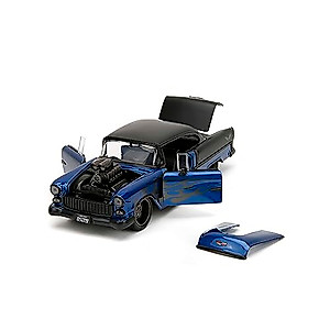 Big Time Muscle 1:24 1955 Chevy Bel-Air Die-Cast Car, Toys for Kids and Adults(Blue/Black)