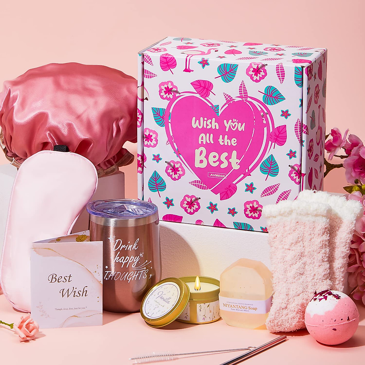 Care Package for Women Relaxing Spa Gift Box Basket for Her Mom Sister, Get Well Soon Self Care Gift Inspirational Gifts for Women, Distance Birthday Friendship Gift Box for Girls, Females