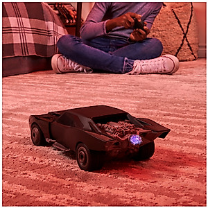 DC Comics, The Batman Turbo Boost Batmobile, Remote Control Car with Official Batman Movie Styling Kids Toys for Boys and Girls Ages 4 and Up