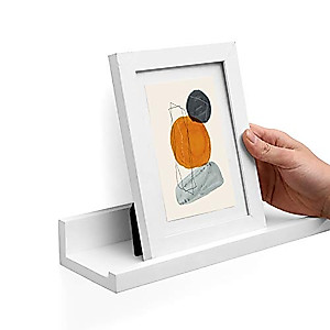 SONGMICS Floating Shelves Set of 2, Wall Shelves Ledge 31.5 x 3.9 Inches with Front Edge, for Picture Frames, Books, Spice Jars, Living Room, Bathroom, Kitchen, Easy Assembly, White ULWS080W01