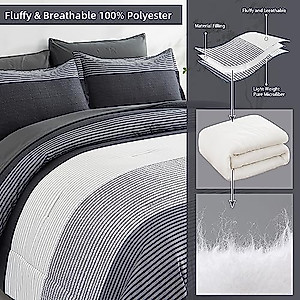 Yiran 7 Piece Black and White Comforter Set Queen Size Bed in A Bag Set with Sheets for Queen Bed - Luxury Bedding Sets for All Season - Comforter, Flat Sheet, Fitted Sheet, Pillow Shams, Pillowcases