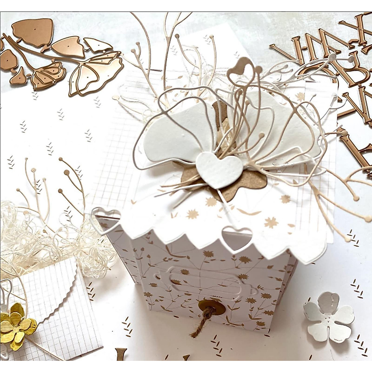 Lapoo Metal Cutting Die for Scrapbooking, 3D Backgrounds Frame New Cutting Dies DIY Album Card Making Decor Paper Craft Metal Die Cuts Party Wedding Decorations (Lotus Leaf A 4.8 x 3.6 in)