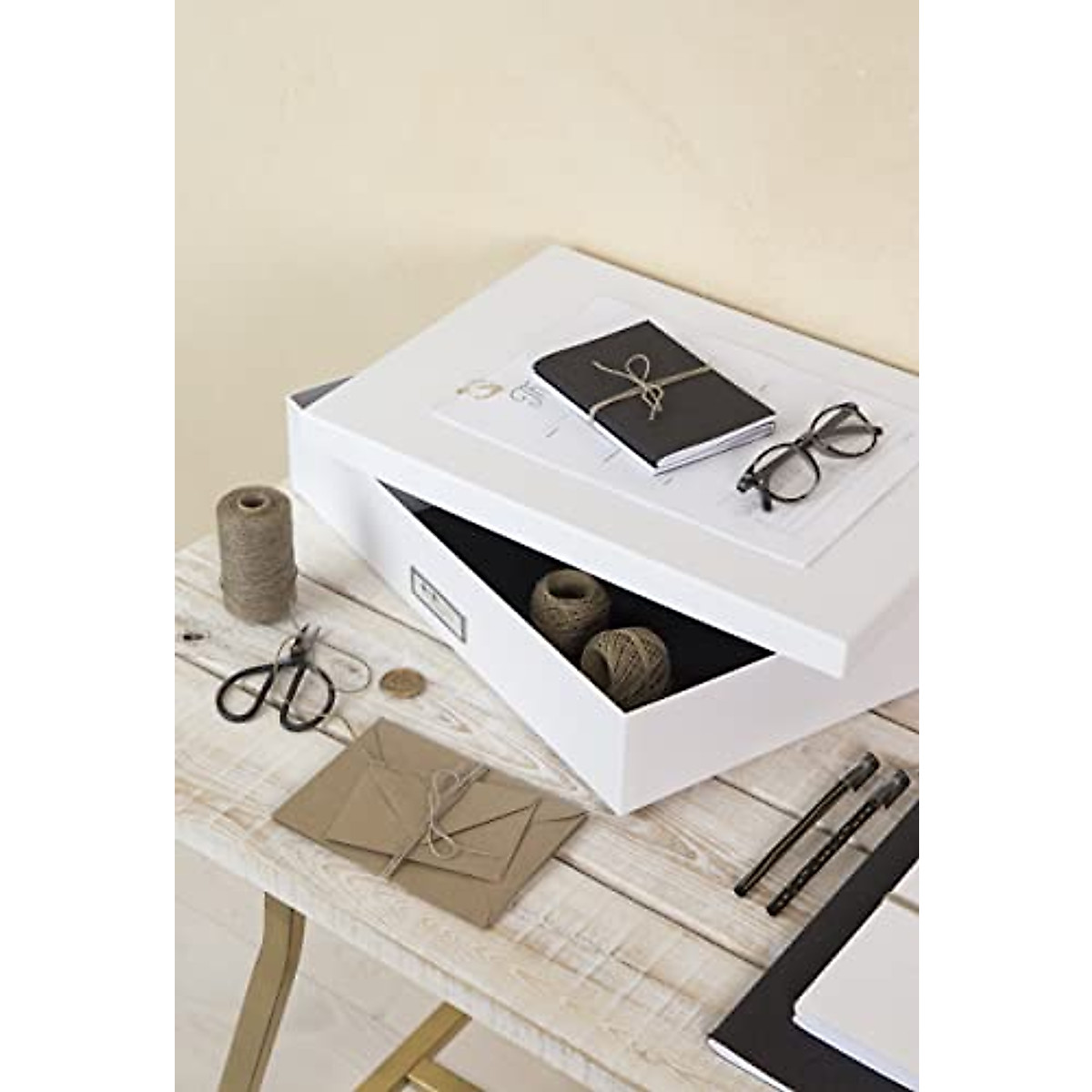 Bigso Box of Sweden 934145541 A3 Storage Box, Fibreboard, White, 31 x 43.5 x 8.5 cm