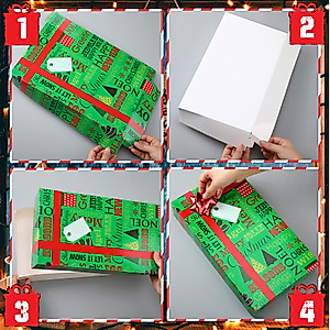 24 Pieces Christmas Gift Boxes with Lids and Red Bows Christmas Gift Wrap Boxes Holiday Present Box 4 Sizes Gift Boxes Shirt Box for Wrapping Xmas Holiday Present