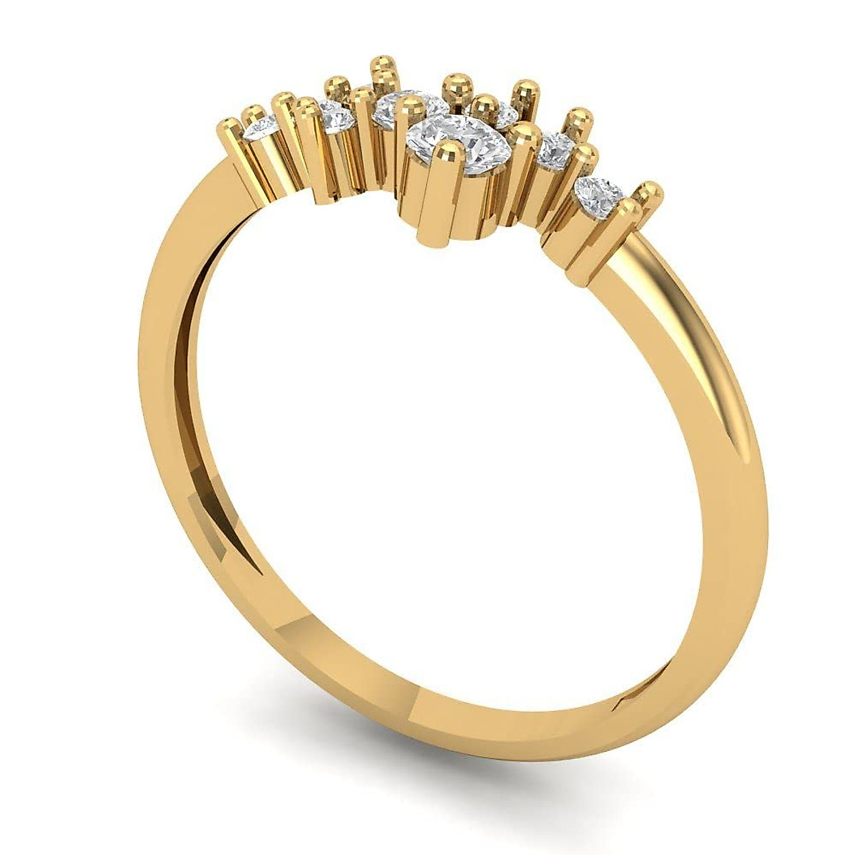 0.17 ct Brilliant Round Cut Clear Simulated Diamond 14k Yellow Gold Wedding Engagement Promise anniversary Band Sz 5.75