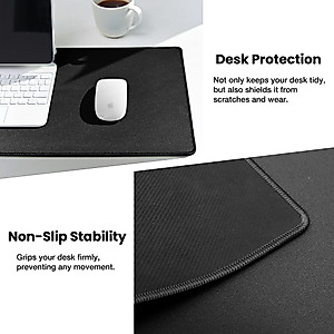 ALOANES Large Gaming Mouse Pad with Non-Slip Rubber Base,Stitched Edge,Desk mat for Laptop,Computer & PC, Wristing Pad for Gamer,Office & Home,Classic Black XL