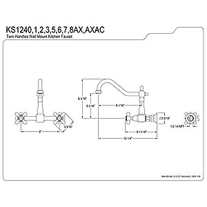 Kingston Brass KS1248AX Heritage Bridge Kitchen Faucet, Brushed Nickel