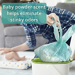 Baby Works - Disposable Diaper Bags, Baby Powder Scent Neutralizes Odors, Diaper Disposal or Pet Waste Bags - 200 Count