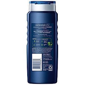Nivea Men Energy Body Wash with Mint Extract, Cedarwood and Mint Body Wash for Men, 3 Pack of 16.9 Fl Oz Bottles