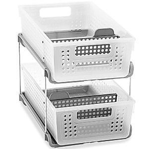 madesmart Antimicrobial 2 Tier Organizer, Pack of 1, Frost