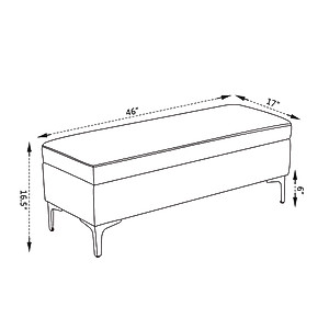 DAGONHIL Rectangular Ottoman, Velvet Upholstered Storage Bench,Foot Stool Lift Top for Living Room (Gray)