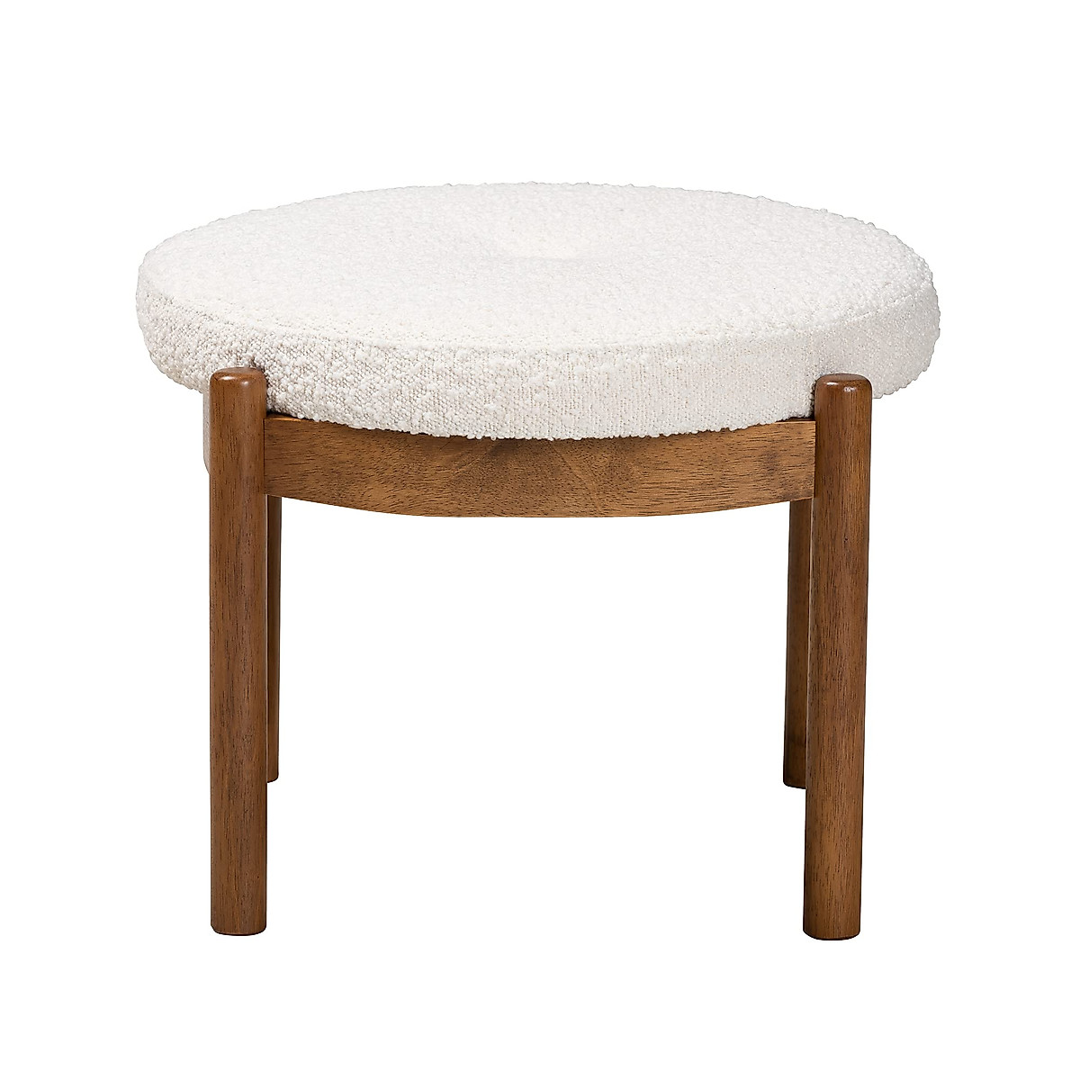Baxton Studio Iliana Footstool, One Size, White/Walnut Brown