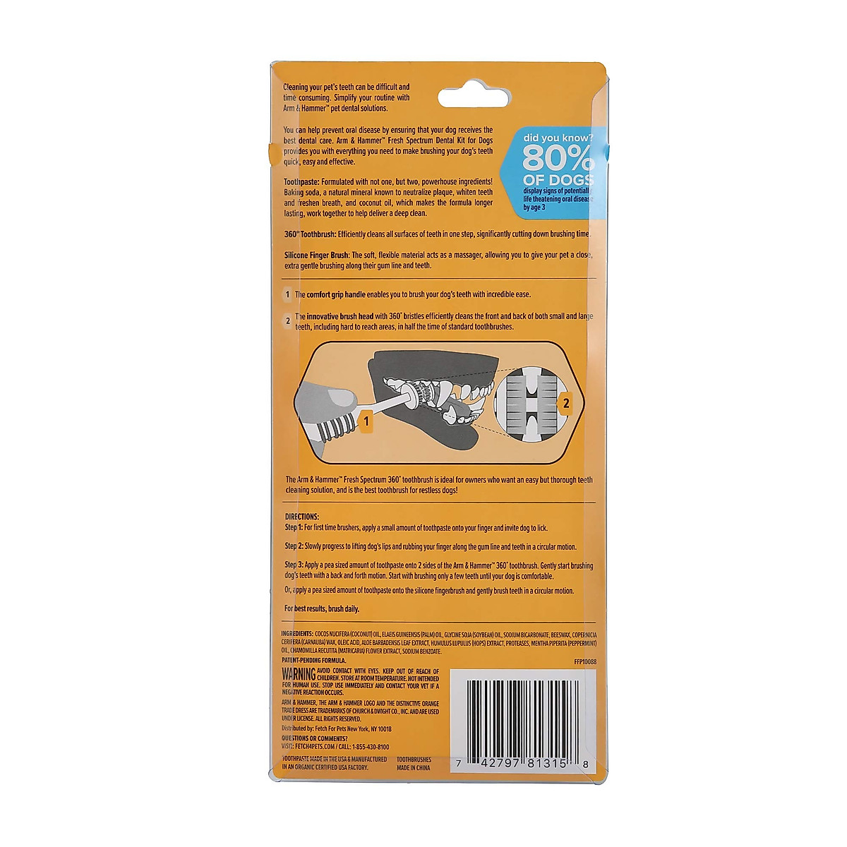 Arm & Hammer Fresh Spectrum Puppy Dental Kit for Small Dogs | Puppy Tooth Brushing Kit 360 Degree Dog Toothbrush, 2 oz Baking Soda Arm & Hammer Toothpaste, Finger Brush | Cleans Plaque and Tartar